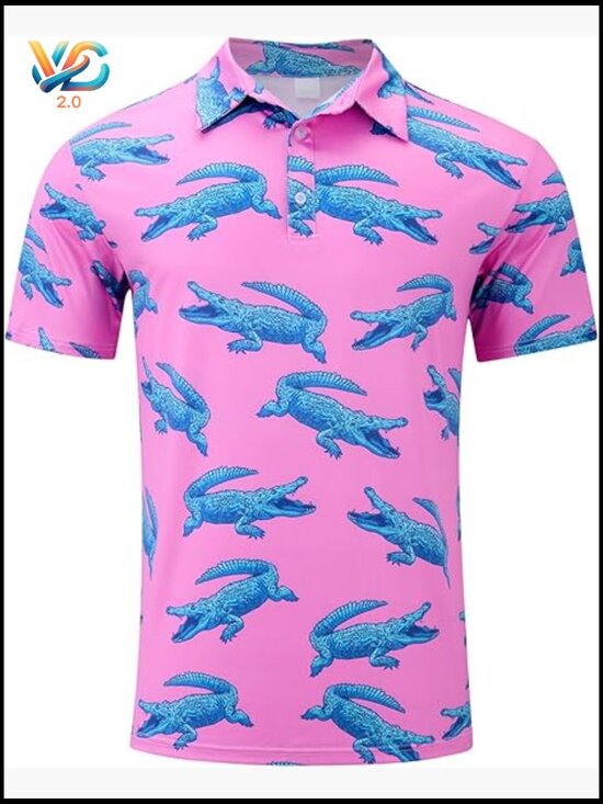 Shirts | Mens Polo Shirts Short Sleeve Dry Fit 3d Print Moisture ...